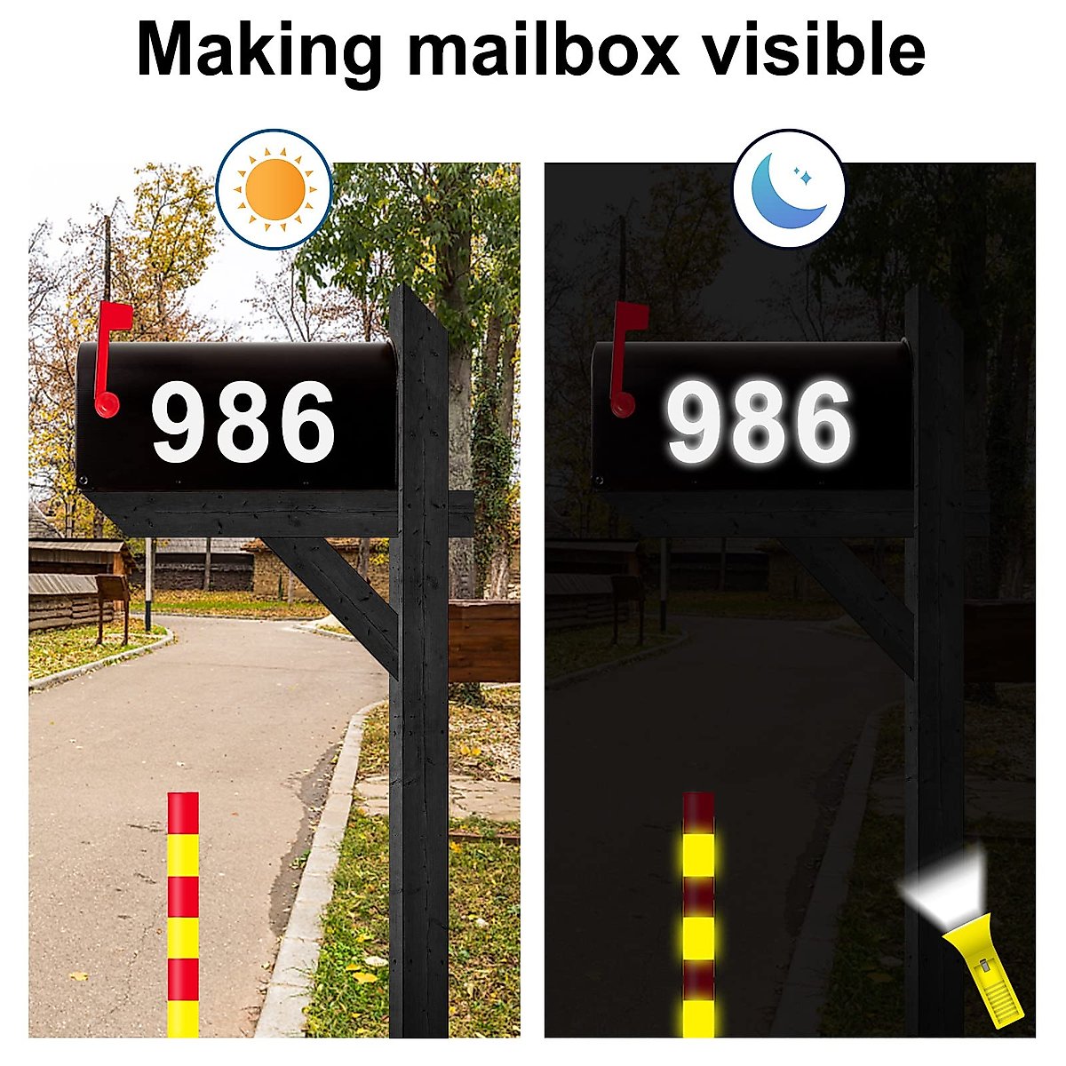 Mailbox Numbers for Outside, 50 Pcs Reflective Number Stickers with Sticky Tab for Easy Backing Separation, Pre-cut for Effortless Align, Strong Self Adhesive Vinyl Address Numbers for Houses (3 inch)