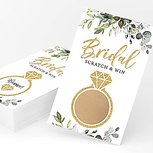 Printed Party Bridal Shower Games – Scratch Off Raffle Cards, Fun Wedding Shower Game, Botanical Eucalyptus Theme, 30 Cards & Stickers