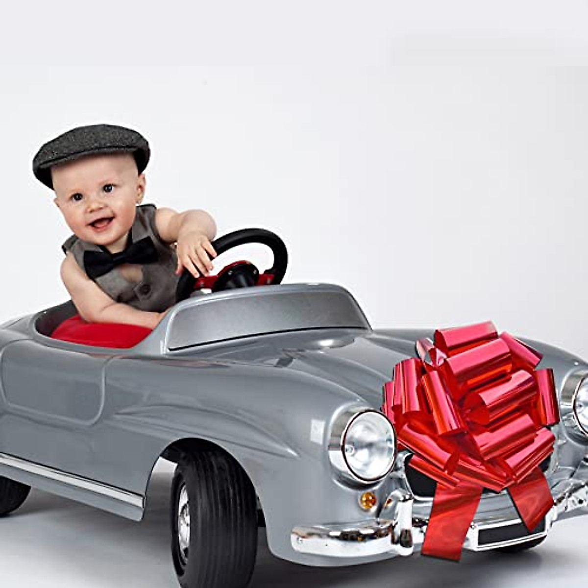 BESCRCL Big Red Car Bow, Extra Large Bow 16in for Car Gift, Giant Birthday Presents Bows, Christmas Presents, Large Gift Decoration Bows