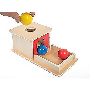 Adena Montessori Full Size Object Permanence Box with Tray Three Balls Montessori Toys for 6-12 Month Infant 1 Year Old Babies Toddlers