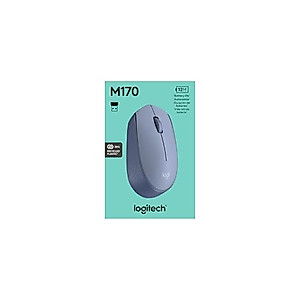 Logitech M170 Wireless Mouse for PC, Mac, Laptop, 2.4 GHz with USB Mini Receiver, Optical Tracking, 12-Months Battery Life, Ambidextrous - Blue Grey