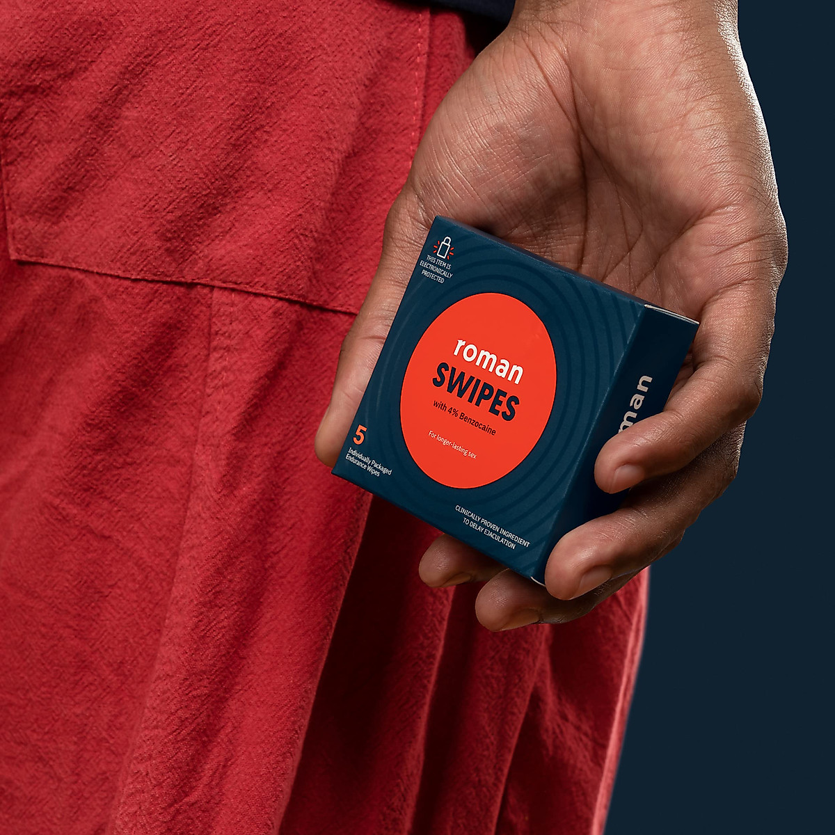 Roman Swipes | Fast-Acting, Convenient, Over-The-Counter Wipes Increase Stamina, Formulated with 4% Benzocaine, Features Discreet Packaging | 5-Pack