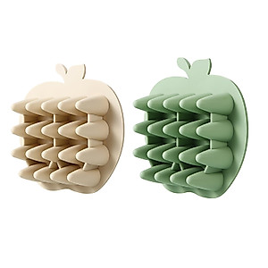 PandaEar Silicone Baby Food Freezer Tray, 2 Pack Baby Fruit Food Feeder Teether Tray, Baby Food Storage Container Ice Cube Tray Maker for Homemade Baby Food -Green&Tan