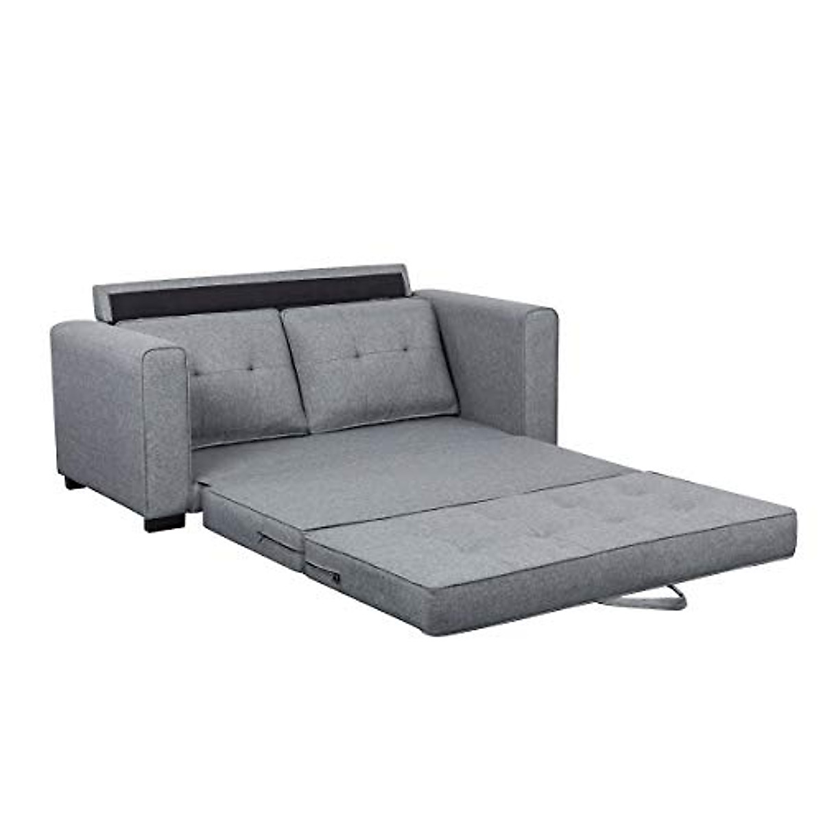 Container Furniture Direct Linen Mid Century Modern Living Room Squared Arm Fold Out Sofa Bed, 58", Pewter