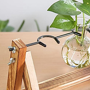 Ivolador Desktop Propagation Station, Bulb Plant Terrarium with Retro Solid Wooden Stand and Metal Swivel Holder for Hydroponics Plants Home Garden Wedding Decor (3 Bulb-C Type)