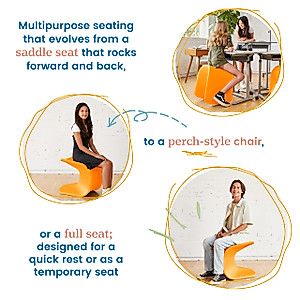 ECR4Kids Wave Seat, 18in - 19.6in Seat Height, Perch Stool, Orange, 2-Pack