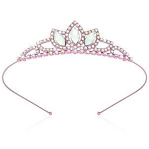 SuPoo Tiaras for Girls Pink Birthday Crown Birthday Girl Sash Princess Crown Birthday Girl Headband Crystal Birthday Tiara with Comb Crown for Girls Rhinestone Happy Birthday Accessories Gift