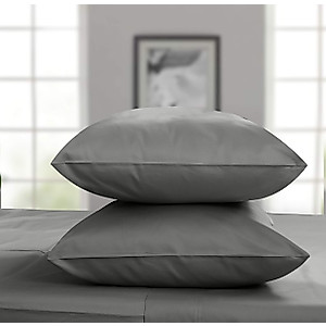 Threadmill Cotton Full Size Sheet Set| 100% Cotton Sheets for Full Size Bed | Solid Sateen Full Bed Sheets Set with 16” Elasticized Deep Pocket | Soft Breathable 4-Piece Cooling Sheet Set | Dark Grey
