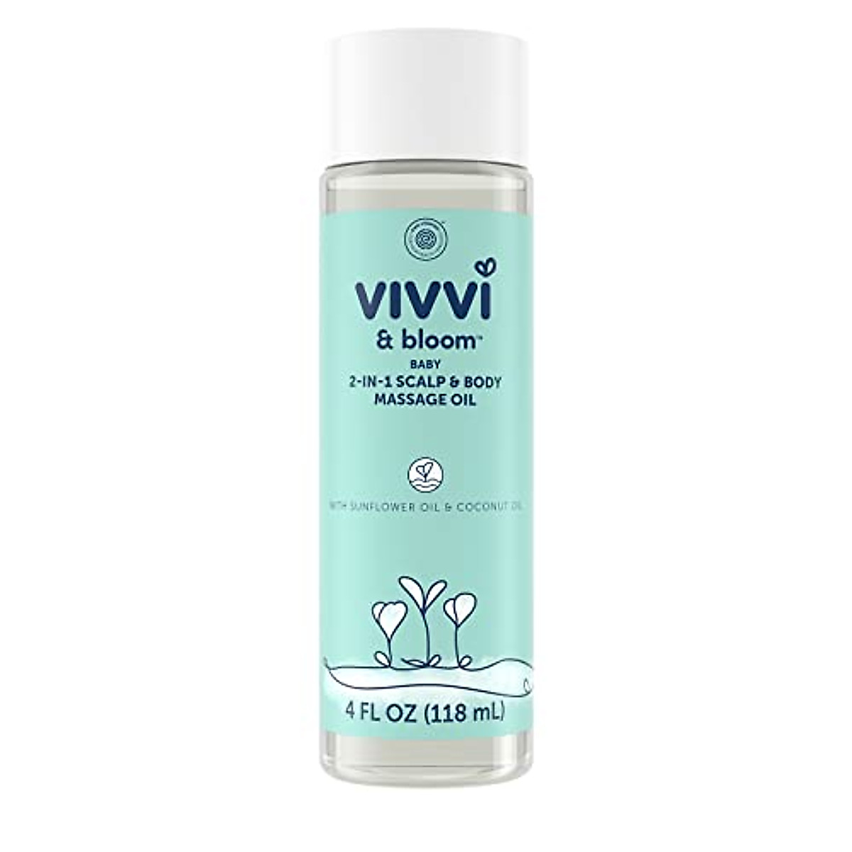 VIVVI & BLOOM Gentle 2-in-1 Baby Scalp & Body Massage Oil, Fast Absorbing Formula Ideal to Moisturize, for Massage to Remove Dry Flakes on Scalp, Hypoallergenic, 4 fl. Oz
