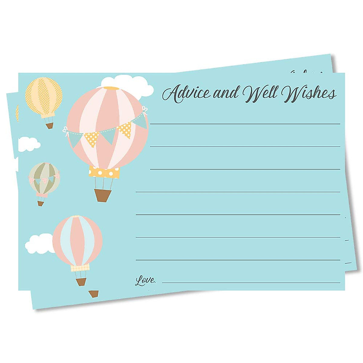 The Invite Lady Hot Air Balloon Advice for Mommy Cards Baby Shower Up Up and Away Adventure Awaits Printed (24 Count)