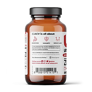 UMZU zuACV Prebiotics Supplement | Apple Cider Vinegar Prebiotic Blend Supports Digestion, Gut Health & Immunity | Relieves Occasional Bloating w/No Vinegar Taste (30 Day Supply | 90 Capsules)