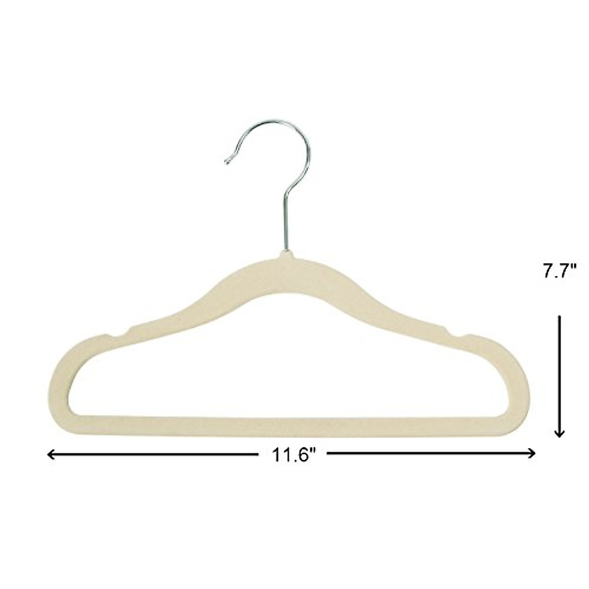 Finnhomy Non-Slip Clothes Hanger for Baby and Kids 30-Pack Velvet Hangers with 10 Finger Clips,Beige
