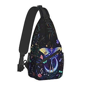Moon-Moth Crossbody Sling Bag for Women Men Sling Backpack Casual Travel Hiking Daypack Chest Shoulder Bag