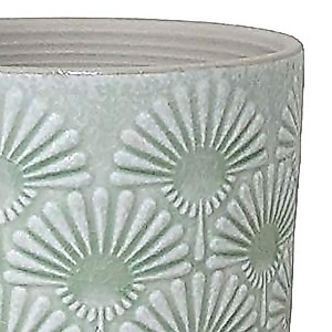 Amazon Brand - Stone & Beam Medium Fan-Embossed Planter, 6"H, Seafoam Green