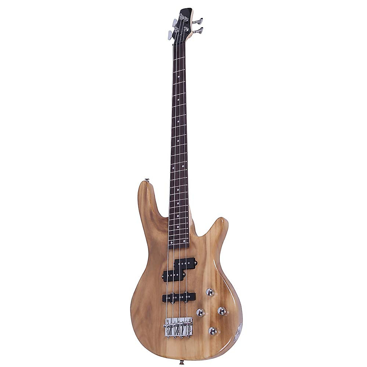 Kcelarec Electric Bass Guitar Full Size 4 String Exquisite Stylish Bass with Power Line and Wrench Tool (Burlywood Color)