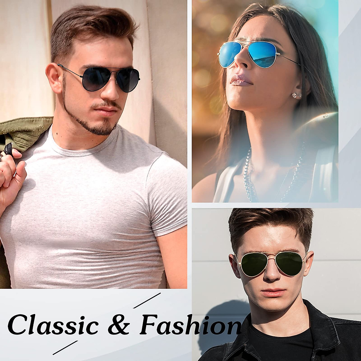 ANZIW Pilot Sunglasses Men Womens Lightweight Metal Frame Polarized Shades UV400 Protection