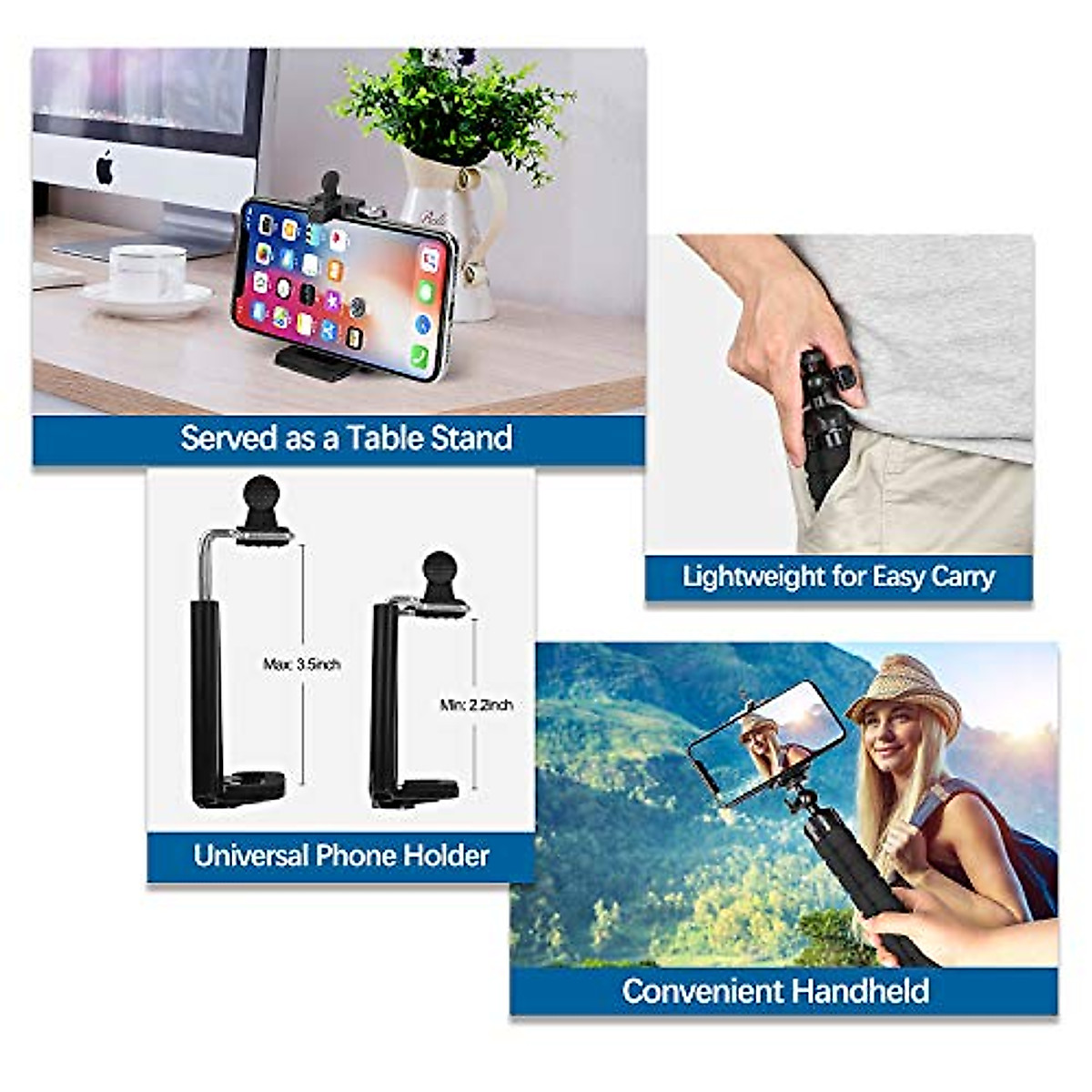 Flexible Phone Tripod with Wireless Remote, Mini Tripod Stand for iPhone 14 13 12 Mini 11 Pro Max XS XR X Samsung Android Camera Adjustable iPhone Tripod Stand for Video Recording Vlogging