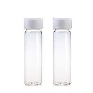 ALWSCI Borosilicate Clear Glass 40 ML EPA TOC Screw Neck Vial with White PP Screw Cap, Center Hole, PTFE Silicone Liner, Ultra-Clean, Case of 72