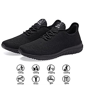 BXYJDJ Womens Walking Shoes Breathe Mesh Fashion Sneakers Ultra Light Jogging Slip On Athletic Running Workout Casual Sports Shoes for Travel Work AllBlack 8.5