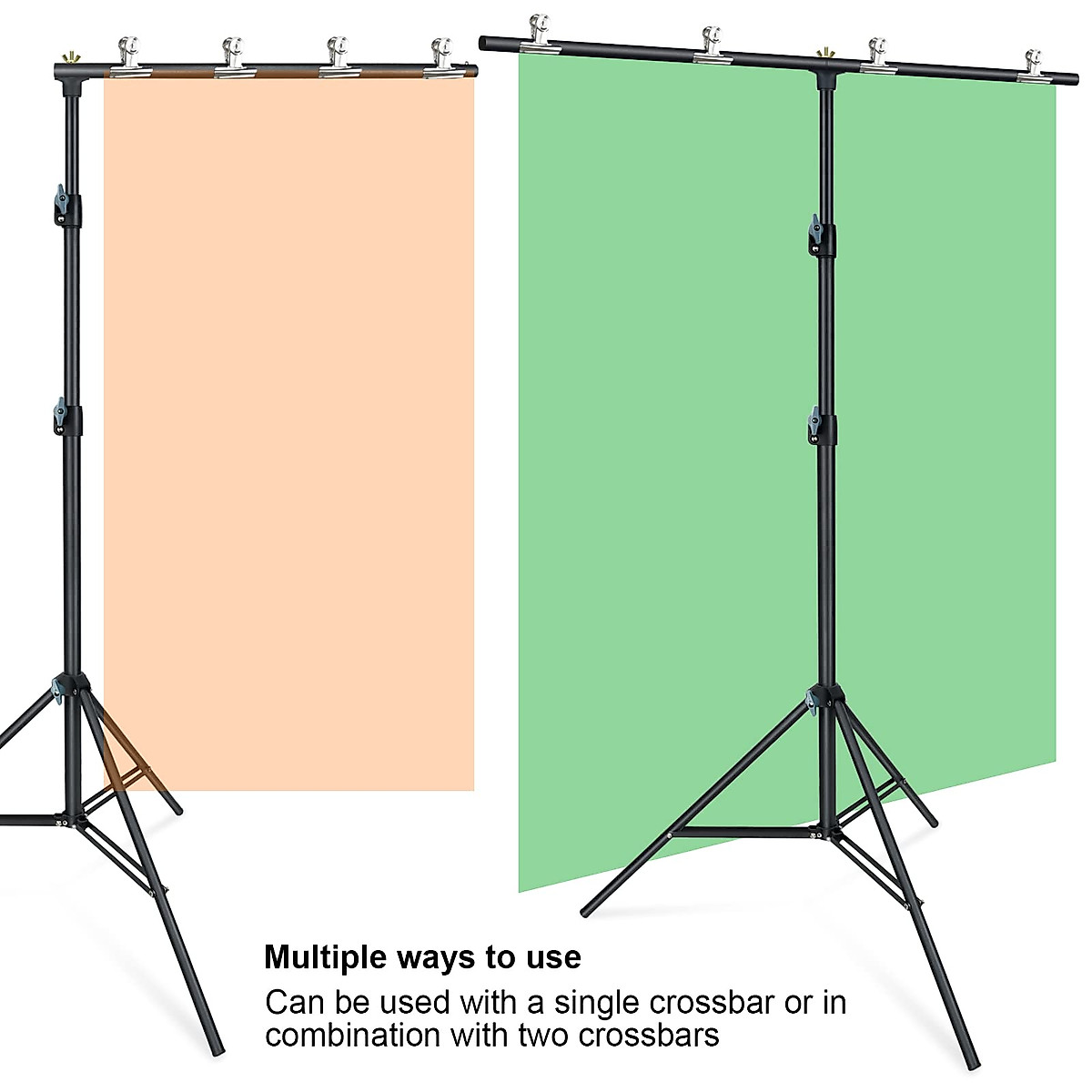 LINCO Lincostore Zenith Portable T-Shape Background Backdrop Stand Kit 5x6.7ft - 5ft Wide (Fixed) and 6.7ft High (Adjustable)- Lightweight Only 4 Lbs Easy to Carry and Storage Black