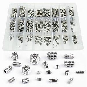 Elantek 24 Kinds #2-56 to 3/8-16 SAE 304-Stainless Steel Internal Hex Drive Cup-Point Set Screws Assortment Kit