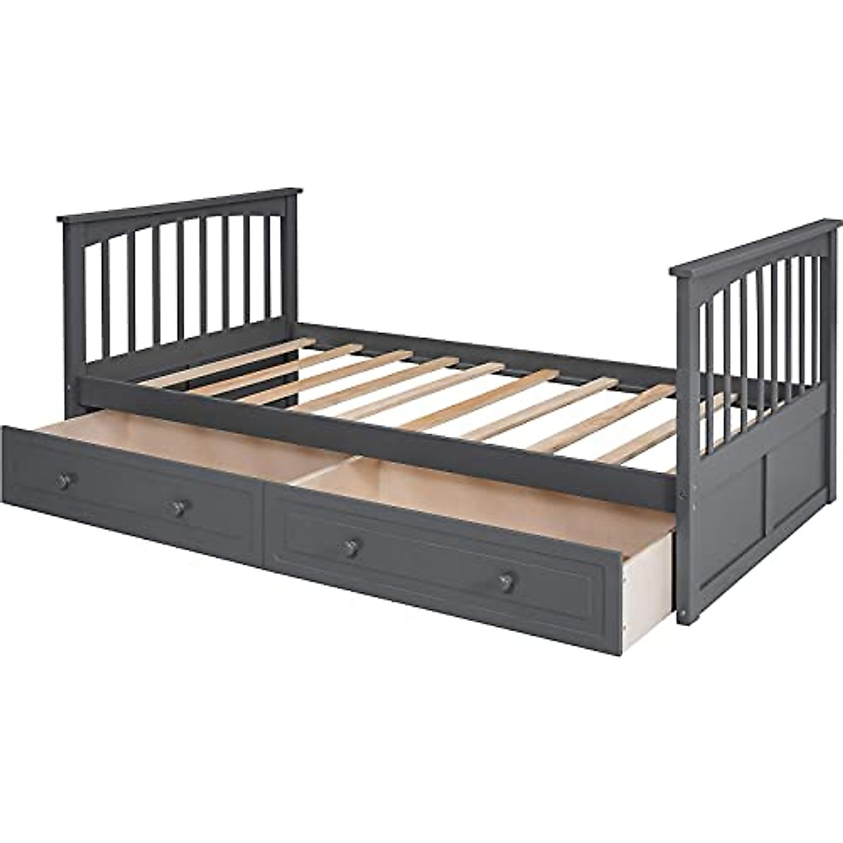 STP-Y Bunk Beds Full Over Full with Drawers, Solid Wood Full Bunk Beds with Ladder for Boys Girls Teens Adults, Gray (Color : Twin Gray)