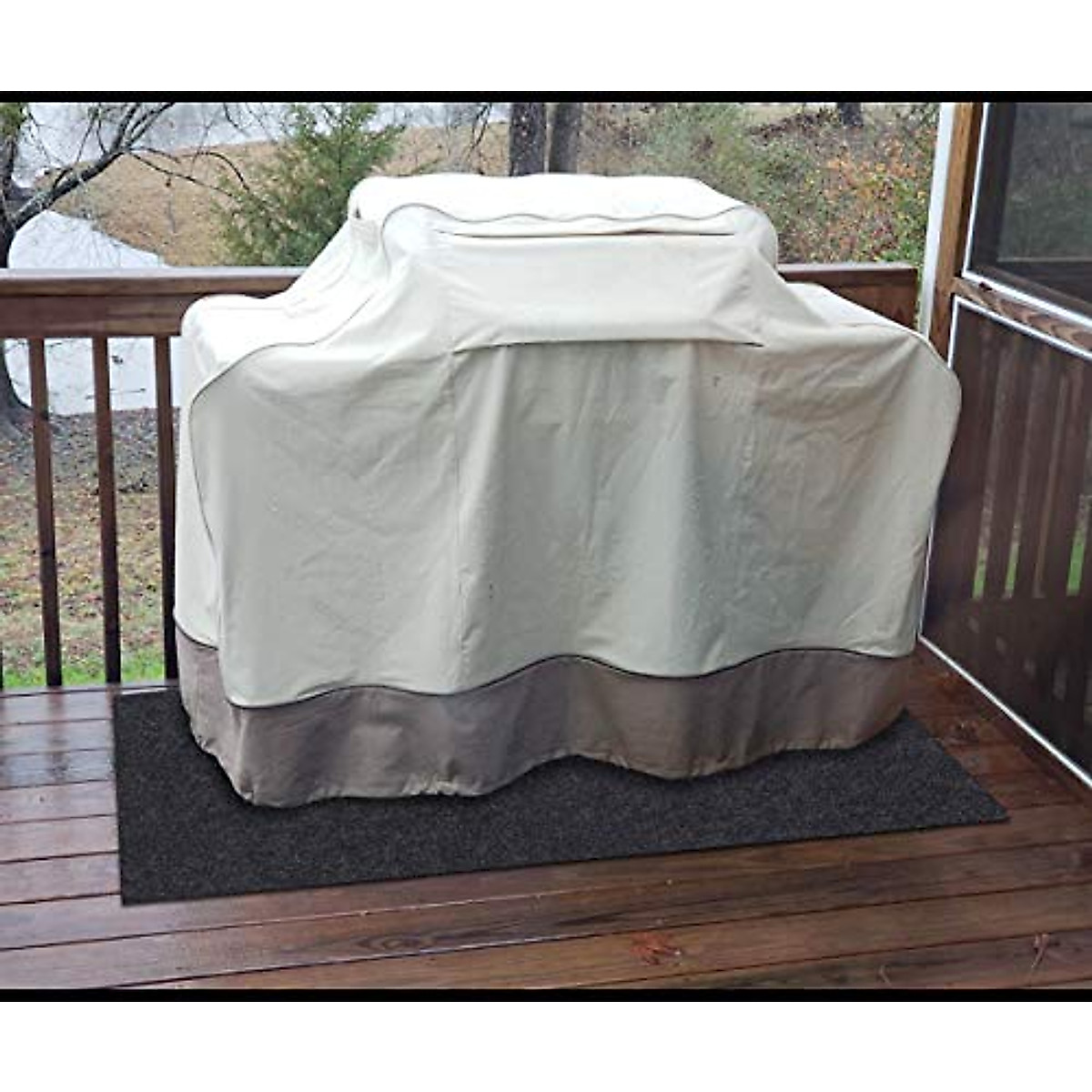 Gas Grill Mat，Premium BBQ Mat and Grill Protective Mat—Protects Decks and Patios from grease splashes,Absorbent material-Contains Grill Splatter，Anti-Slip and Waterproof Backing，Washable (36" x 36")