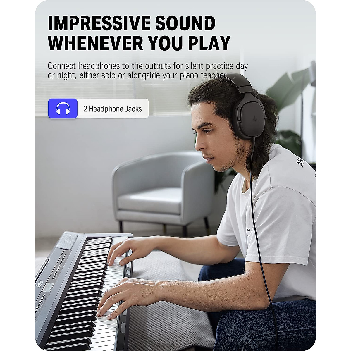 Donner DEP-20 Beginner Digital Piano 88 Key Full Size Weighted Keyboard, Portable Electric Piano with Sustain Pedal, Power Supply