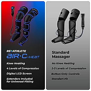 REATHLETE Leg Massager, Air Compression for Circulation Calf Feet Thigh Massage, Muscle Pain Relief, Sequential Boots Device with Handheld Controller with Knee Heat Function
