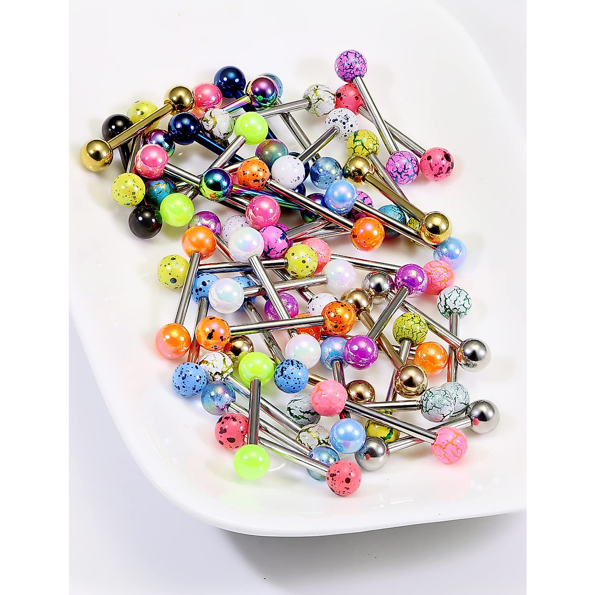 Vsnnsns 14G Nipple Rings Tongue Rings Piercing 14mm Stainless Steel Nipplerings Straight Barbell Nipple Rings Body Piercing Jewelry for Women Men 24 Pairs