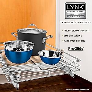 LYNK PROFESSIONAL® Pull Out Cabinet Organizer, 17" x 21" Slide Out Drawers for Kitchen Cabinets - Sliding Pull-Out Pantry Shelves – Home Shelf Organizers - Lifetime Ltd. Warranty, Chrome