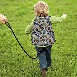 Glaphy Tractors Car Kids Backpack for Boys Girls, Children Bag Preschool Bookbag with Chest Strap for Daycare Kindergarten Travel