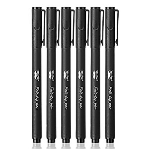 Mr. Pen- Pens, Felt Tip Pens, Black Pens, Pack of 6, Fast Dry, No Smear, Fine Point Pens Black, Black Felt Tip Pens, Bible Journaling Pens, Felt Pens, Planner Markers, Pens for Journaling