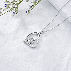 MEIDERBO Cow Necklace 925 Sterling Silver I Love You Forever Heart Cow Pendant Necklace Cow Jewelry Gifts for Women Cow Lovers