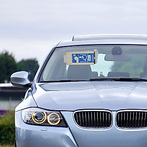 Handicap Placard Holder for Auto, Wisdompro Disabled Parking Permit Sign Protector for Car Sun Visor with Note Paper Slot, Pen Holder and Elastic Strap - Khaki