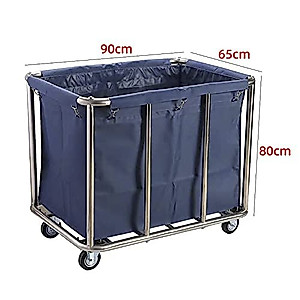 Commercial Large Stainless Steel Laundry Trolley Cart with Wheels-350L/9.9 Bushel Heavy Duty Rolling Laundry Cart for Industrial/Home (Blue)
