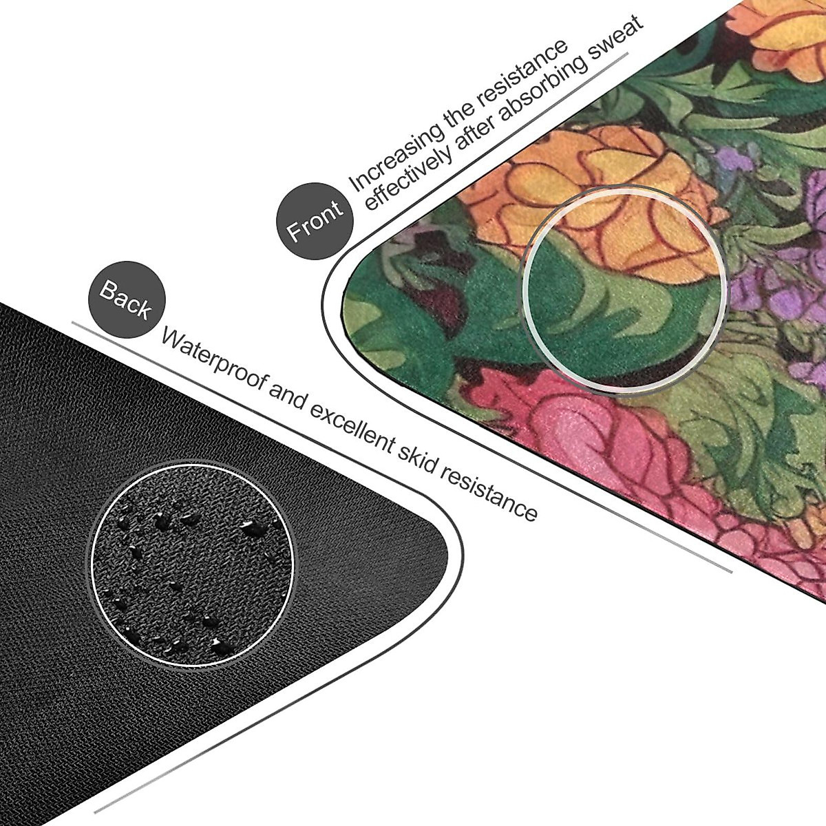 GOODOLD Unicorn Yoga Mat, 71 x 26 Inch Non-slip Yoga Mats Folding Travel Exercise Mat Indoor Outdoor Gym Pilates with Storage Bag for Women Men