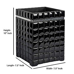 nu steel GB-8PC/SET Giraffe Black Bath Accessory Set for Vanity Countertops 8 Piece Includes Cotton Container, Dish,Toothbrush, Tumbler,soap Lotion,Waste Basket,Tissue Box Holder,Tray-Resin, 8