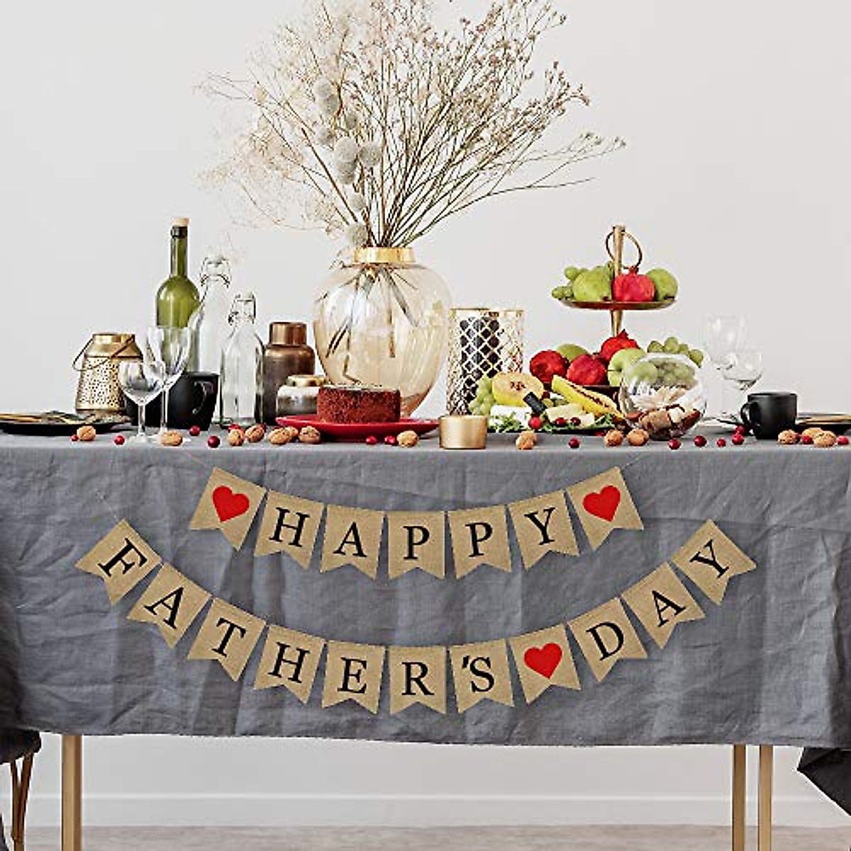 Happy Fathers Day Banner | Rustic Fathers Day Party Decoration Supplies | Fathers Day Gi1fts from Son and Daughter