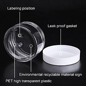 Empty 12 Pack Clear Plastic Storage Favor Jars Wide-mouth Plastic Containers with Lids for Beauty Products, DIY Making or Others (4 oz, White)