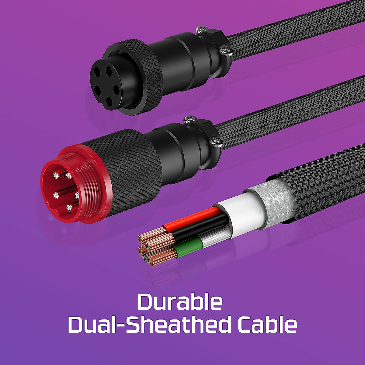 HyperX Coiled Cable - Durable Coiled Cable, Stylish Design, 5-Pin Aviator Connector, USB-C to USB-A - Grey/Black