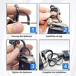 Kewucn Carbon Fiber Style Car Key Chain, Microfiber Leather Keychain, 360 Degree Rotatable Anti-Lost D-Ring Key Fob Holder (Green)