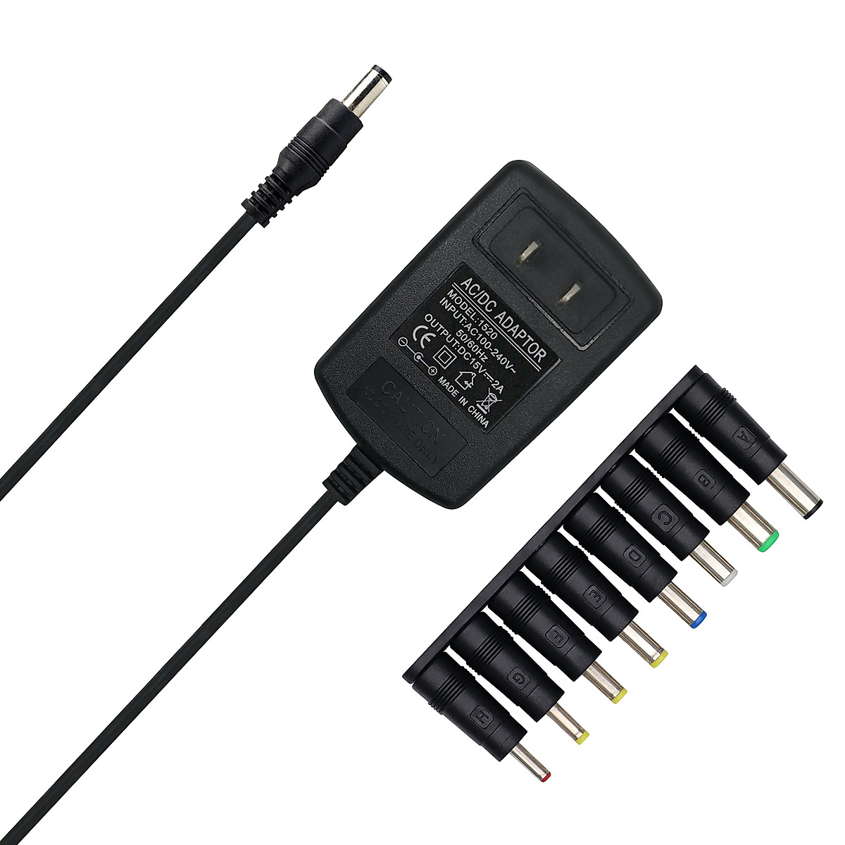 EIKS AC-DC 15V 2A(Max) Wall Charger Power Supply Switching Adapter with Plug 5.5 x 2.5mm / 5.5 x 2.1mm