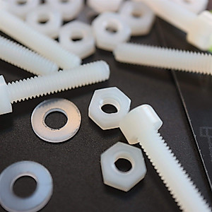 50 x Nylon Socket Head, plastic machine screws, M4 x 20mm, Plastic Bolts, Nuts & Washers, Fasteners, (5/32 x 25/32 in)