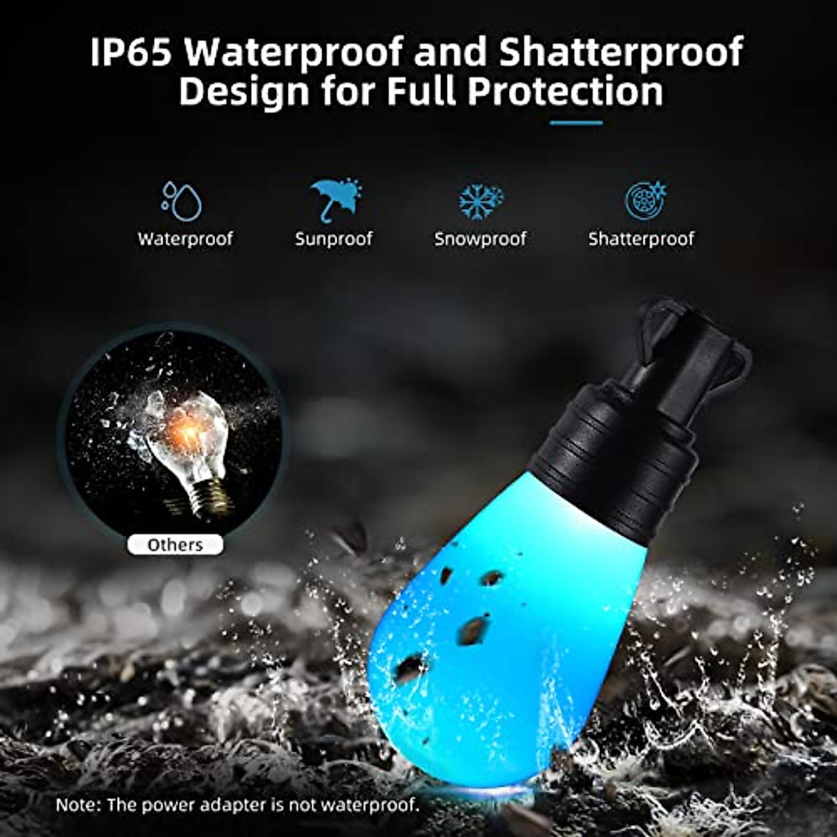 Smart Outdoor String Lights with 30 Dimmable RGB LED Bulbs, 74ft Color Changing Light Waterproof S14 Shatterproof Patio Lights with App Control & Remote for Porch Backyard Cafe Gazebo Lighting Decor