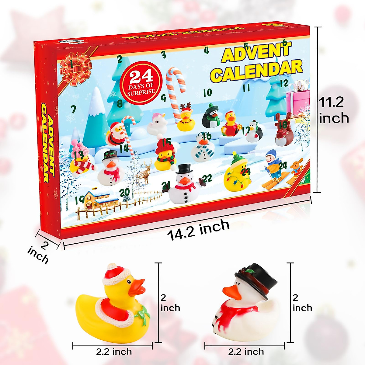 Christmas Advent Calendar 2024 for Kids 24 Days Christmas Countdown Calendar with Rubber Ducks Bath Toys Christmas Party Favors Fun Toys Gifts for Kids Boys Girls Toddlers Children Teens Friends Xmas