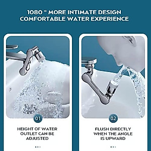 Rotating Faucet Extender,360°+1080°Swivel Robotic Arm Extension Faucet with 2 Water Outlet Modes,Suitable for Bathroom Sink Spray Accessories, Used for Facial,Rye,Hair and Mouthwash Portable Cleaning