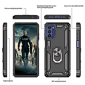 LeYi for Moto G 5G 2022 Case: Moto G 5G Case with 2 Pcs Tempered Glass Screen Protector for Men Women, [Military-Grade] Heavy Duty Protective Case with Magnetic Ring Stand for Moto G 5G 2022, Black