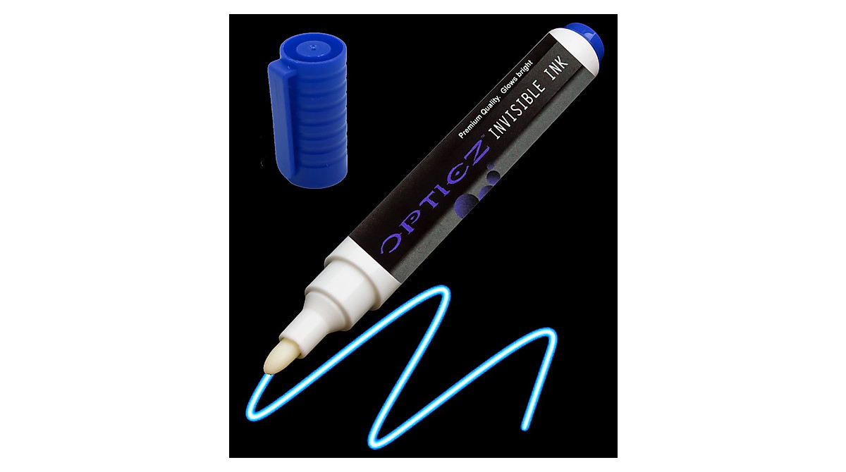 Opticz UV Blacklight Invisible Ink Marker - Large Blue Tip