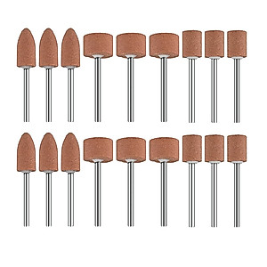 Luo ke 18 Pcs Rotary Grinding Stones, 1/8'' Various Shapes Abrasive Stone Mounted Grinding Bits Metal Polishing Tools for Dremel Rotary Tool